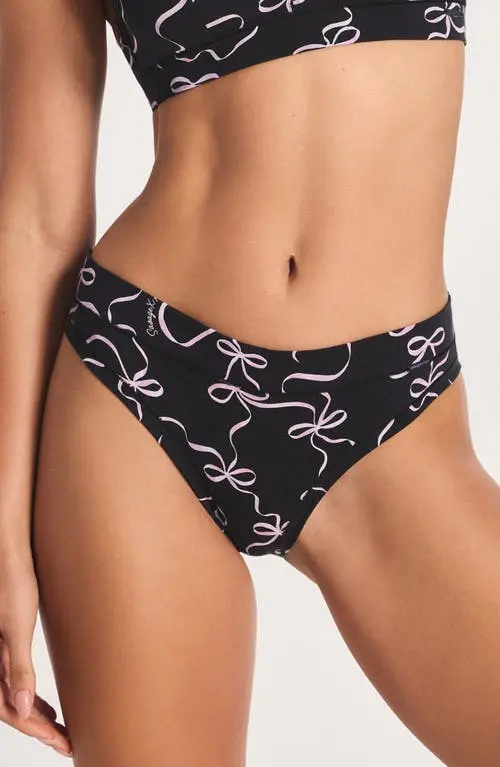 SAVAGE X FENTY Essentials Cotton Blend Cheeky Briefs - Black Caviar Ribbon Wrap Print