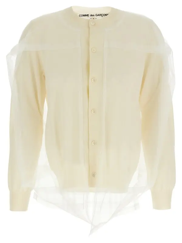 Comme Des Garçons Tulle Cardigan - White
