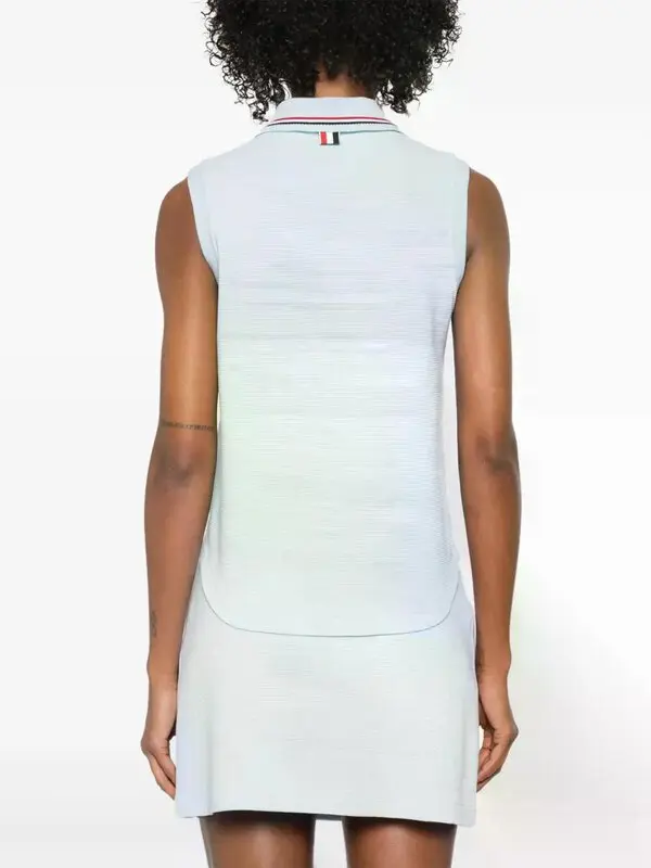 Thom Browne Cotton Sleeveless Polo Top - Blue