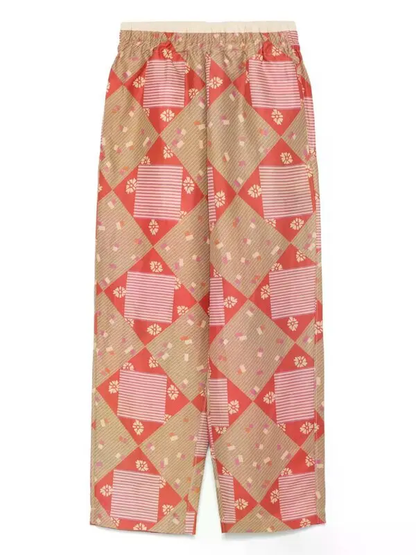 RANRA Mix-print Trousers - Red