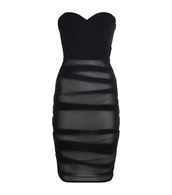 Alex Perry Stretch-mesh Strapless Mini Dress