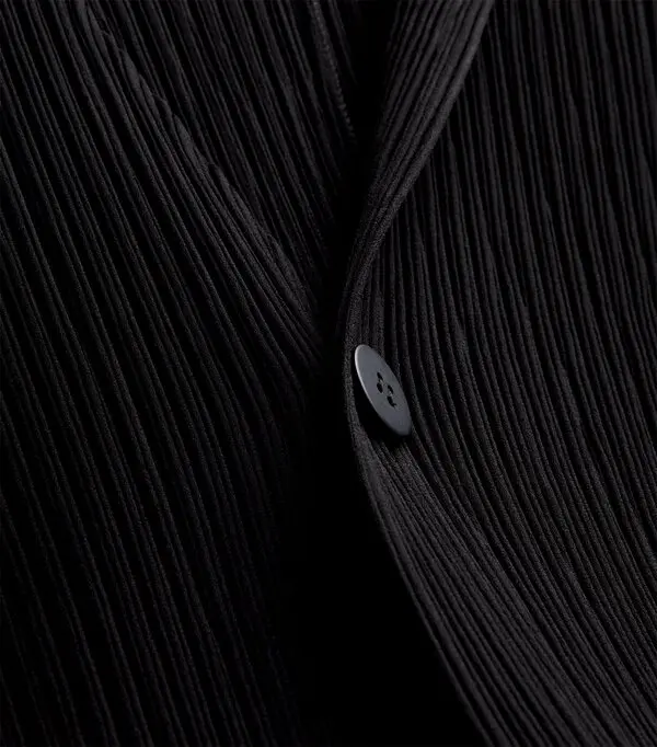 Issey Miyake Hatching Pleats Longline Coat