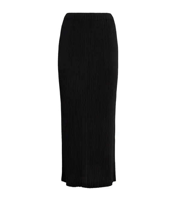 Issey Miyake Hatching Bottoms Pleated Maxi Skirt - Black