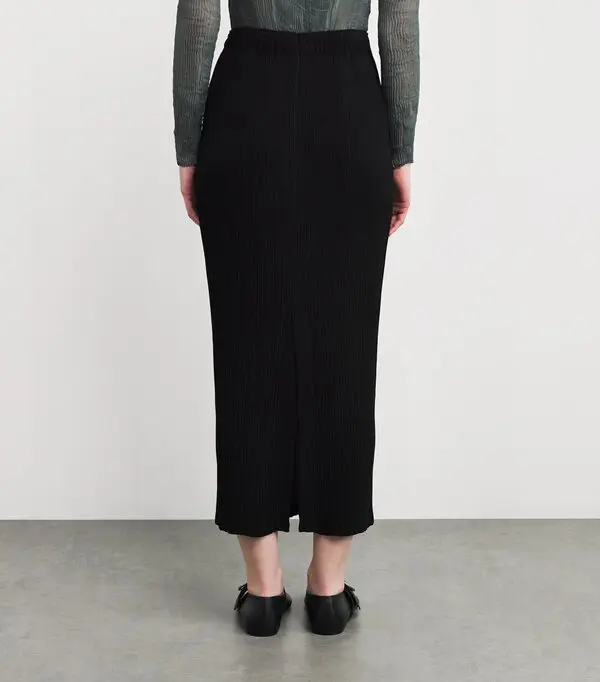 Issey Miyake Hatching Bottoms Pleated Maxi Skirt - Black