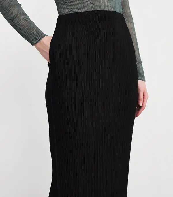 Issey Miyake Hatching Bottoms Pleated Maxi Skirt - Black