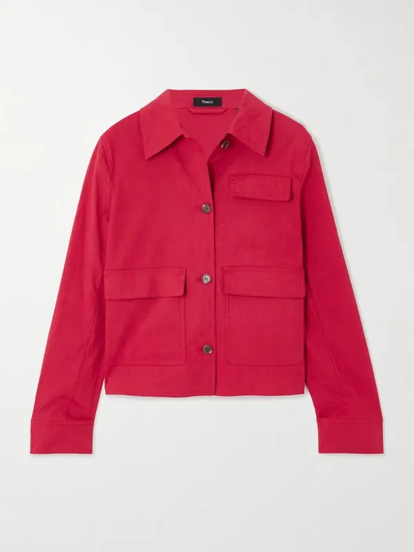 Theory Linen-blend Collared Jacket