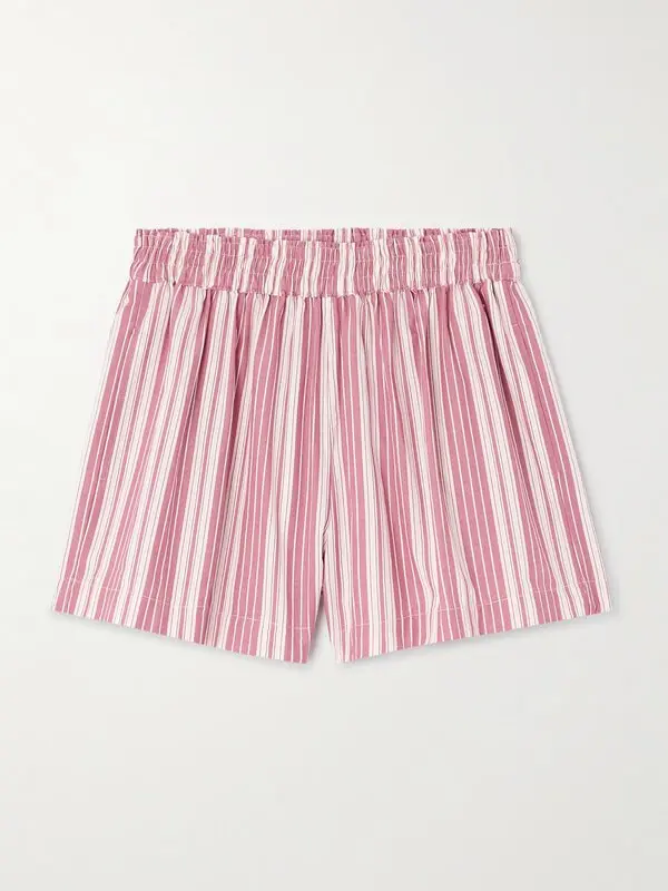 Faithfull The Brand Elva Striped Cotton Shorts - Pink