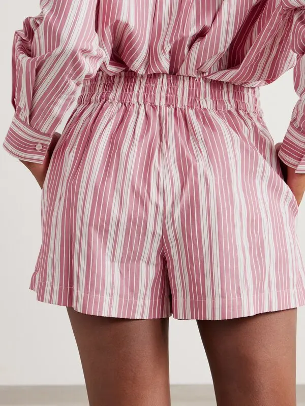 Faithfull The Brand Elva Striped Cotton Shorts - Pink