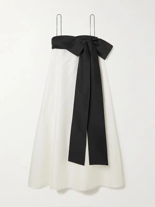 Bernadette Bailey Two-tone Bow-embellished Taffeta Midi Dress - Neutrals