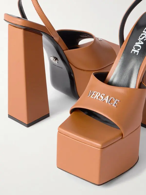 Versace Embellished Leather Platform Sandals