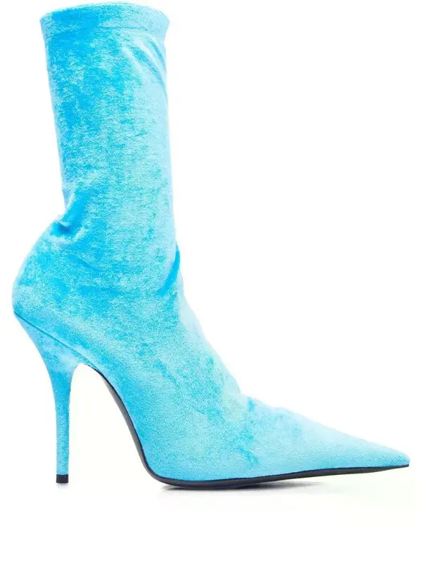 Balenciaga Velvet Ankle Boots - Blue