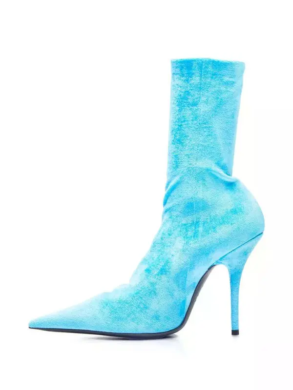 Balenciaga Velvet Ankle Boots - Blue