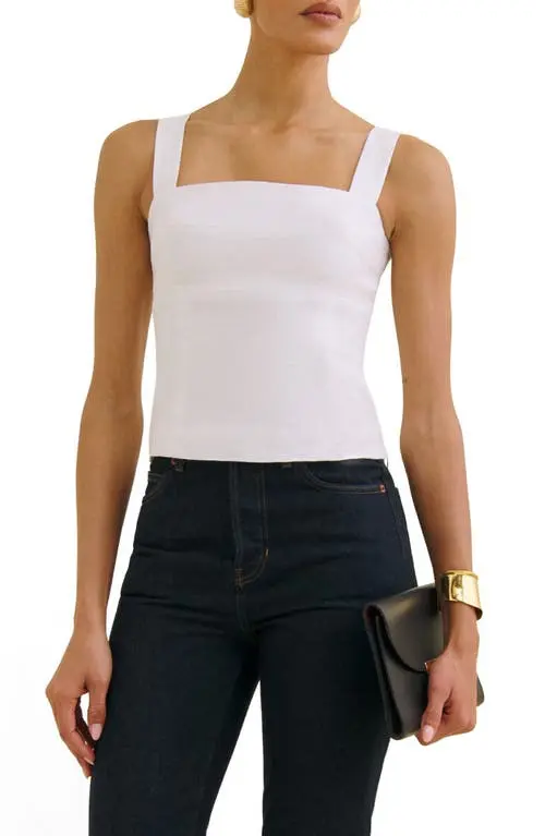 REFORMATION Darci Linen Tank - White