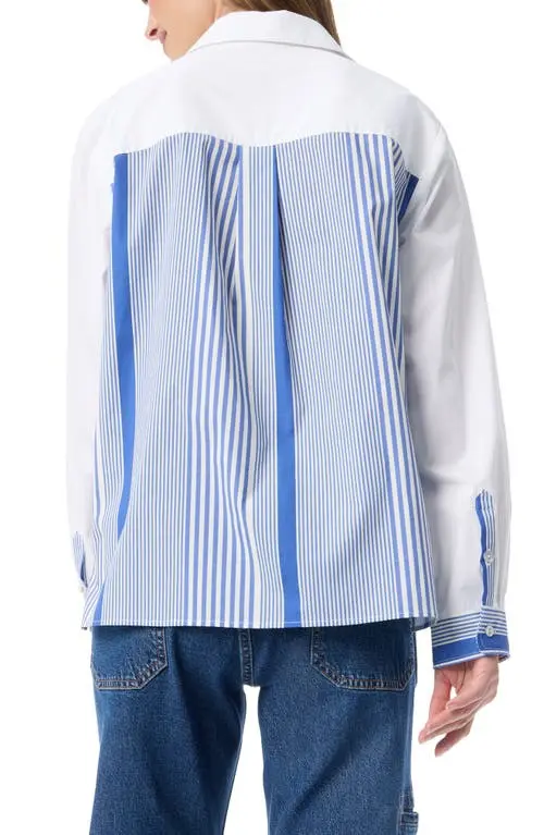 DO BY DEE OCLEPPO Noelle Stripe Cotton Button-up Shirt - Baja Blue- Shirting Stripe