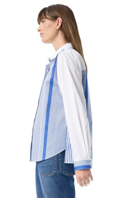 DO BY DEE OCLEPPO Noelle Stripe Cotton Button-up Shirt - Baja Blue- Shirting Stripe