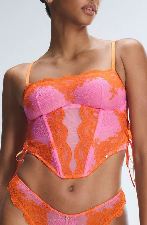 SAVAGE X FENTY Lacestruck Bustier - Rose Day Pink/ Sol Orange