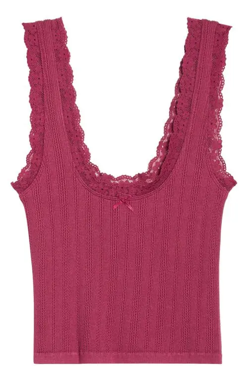 FLORENCE BY MILLS Lace Trim Crop Tank - Bing Cherry