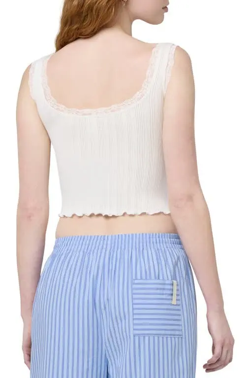 FLORENCE BY MILLS Lace Trim Crop Tank - Jet Stream