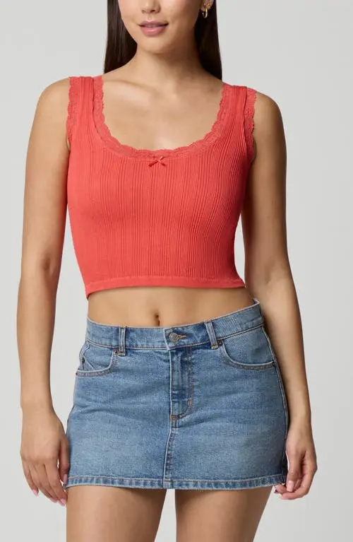 FLORENCE BY MILLS Lace Trim Crop Tank - Strawberry Sld