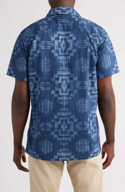 Pendleton Geo Pattern Cotton Camp Shirt - Harding Navy