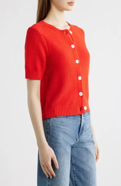 ALEX MILL Elle Elbow Sleeve Linen & Cotton Button-up Sweater