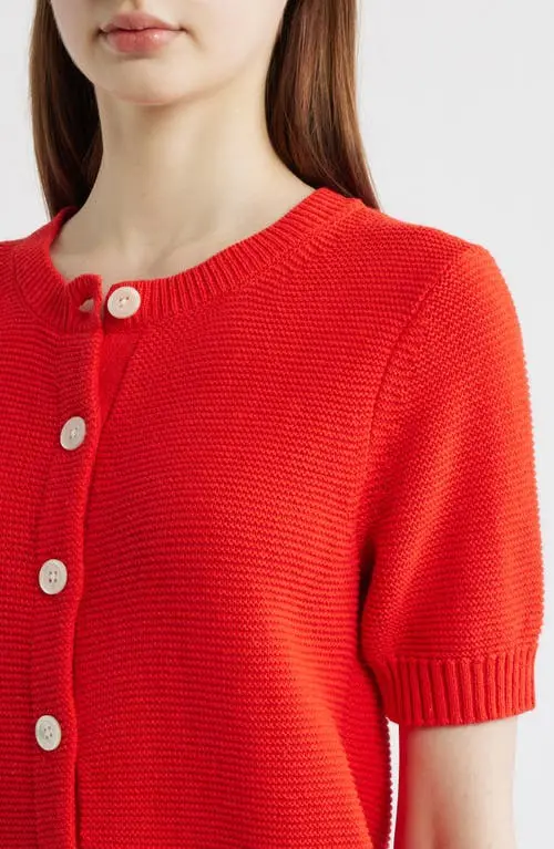 ALEX MILL Elle Elbow Sleeve Linen & Cotton Button-up Sweater