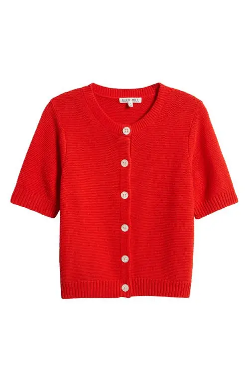 ALEX MILL Elle Elbow Sleeve Linen & Cotton Button-up Sweater
