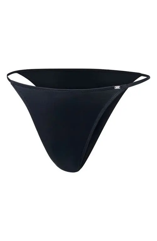 SAVAGE X FENTY Slipper Satin String Bikini Briefs - Black Caviar