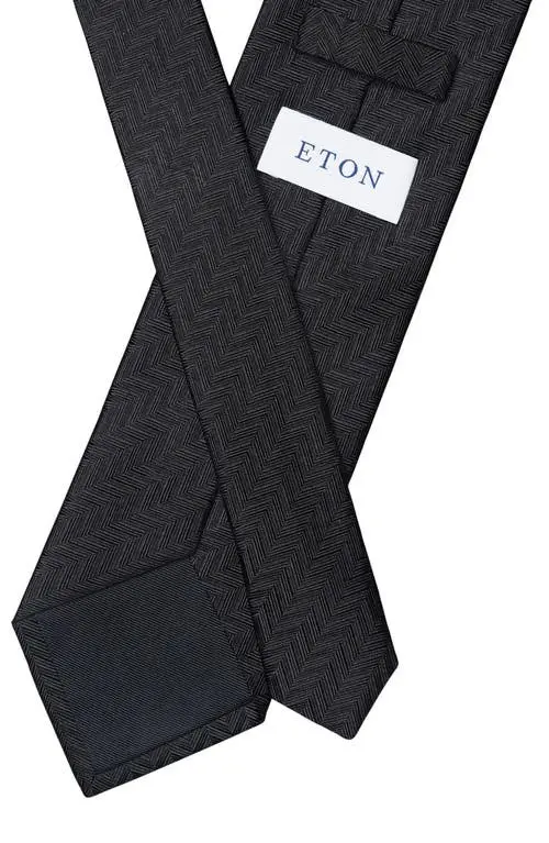 Eton Solid Silk Herringbone Tie