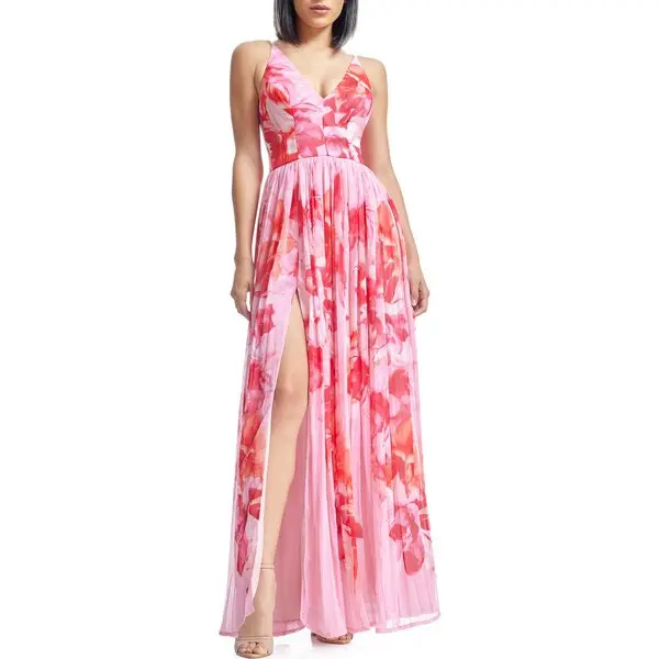Dress The Population Alyssa Floral Gown - Blush Multi