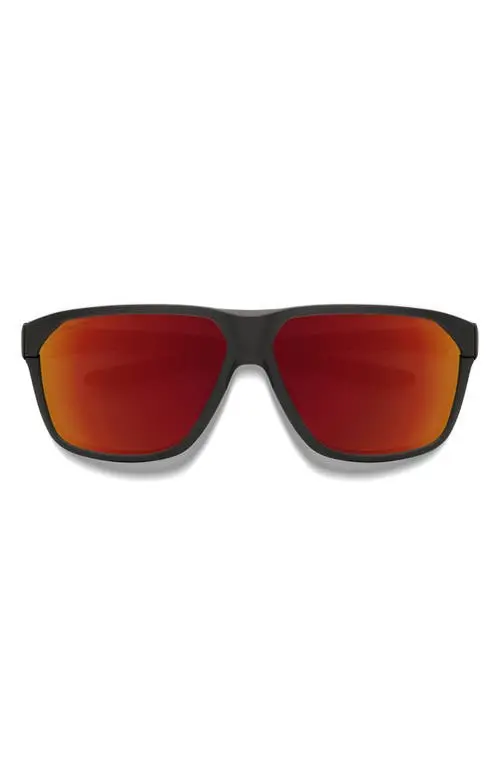 SMITH Leadout Pivlock Oversize Wraparound Sunglasses - Matte Black /chromapop Red