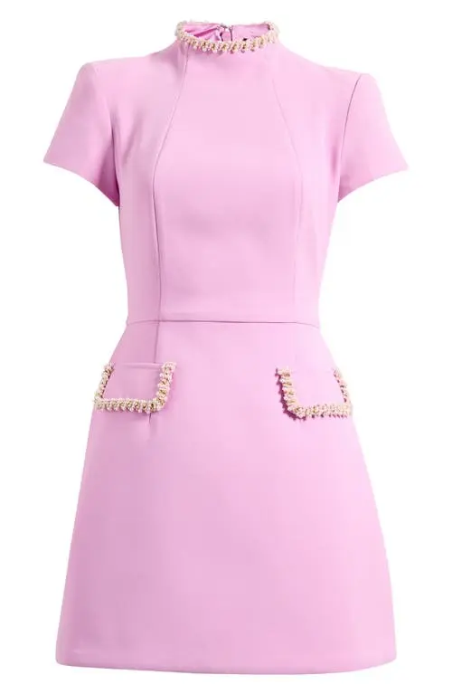 NADINE MERABI Simone Embellished Funnel Neck Minidress