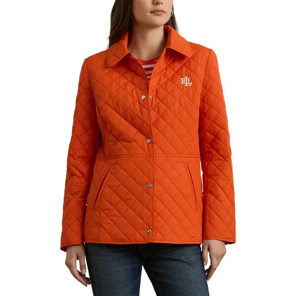 Ralph Lauren Diamond Quilted Jacket - Orange Lily