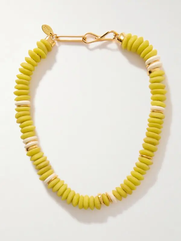 LIZZIE FORTUNATO Laguna Gold-plated Beaded Necklace - Yellow