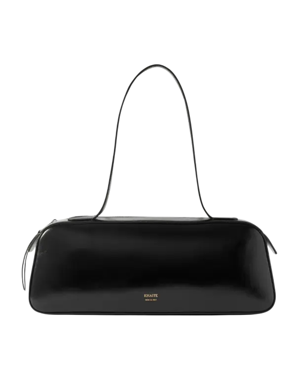 Khaite Simona Glossed-leather Shoulder Bag - Black