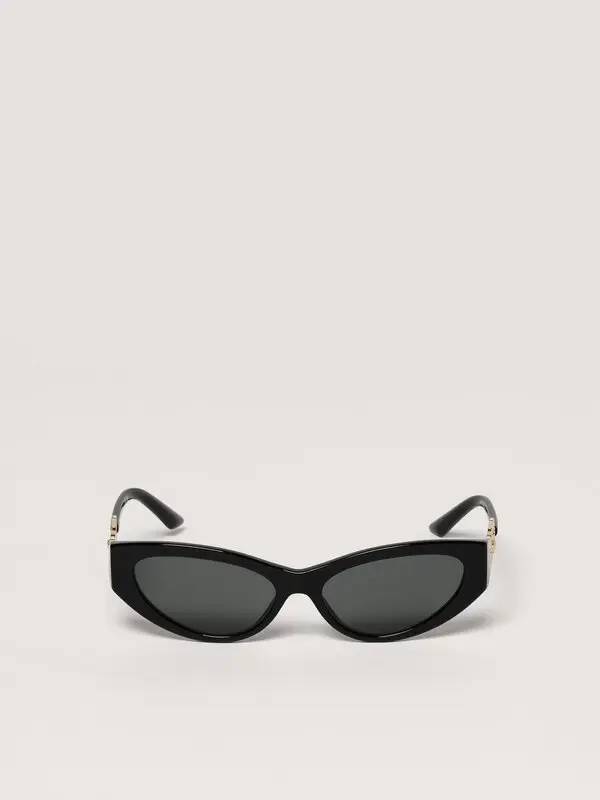 Versace Cat Eye Sunglasses With Embellished Logo - Black
