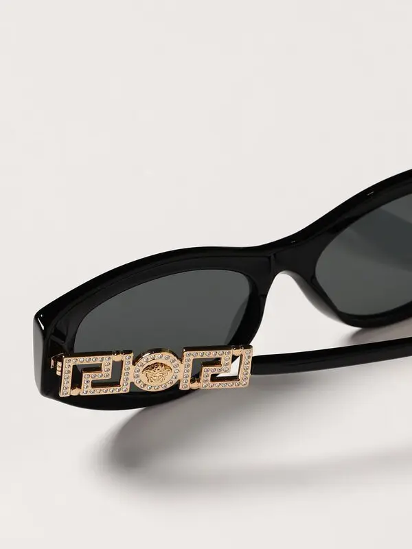 Versace Cat Eye Sunglasses With Embellished Logo - Black