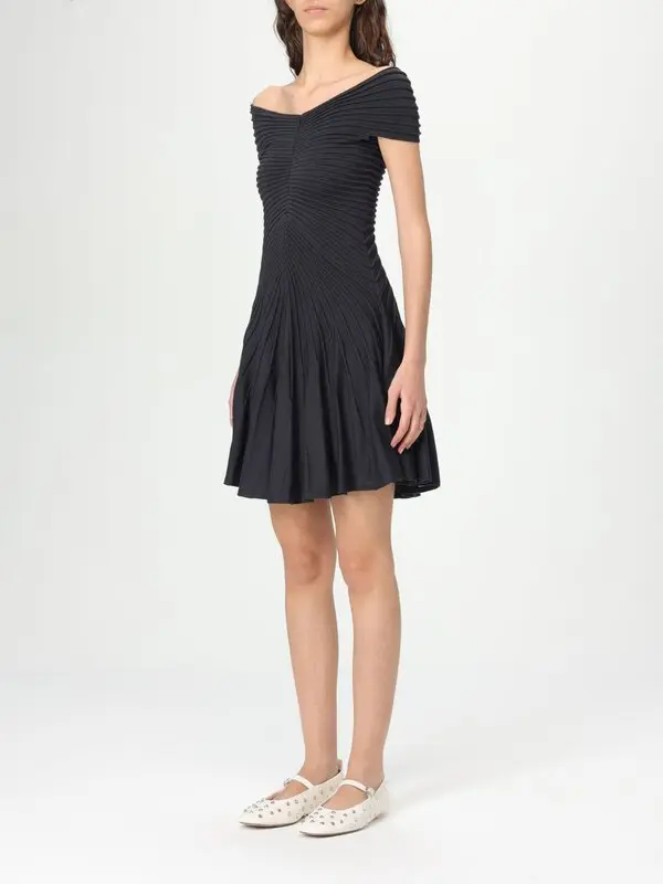 Alaïa Pleated Off-the-shoulder Dress - Grey
