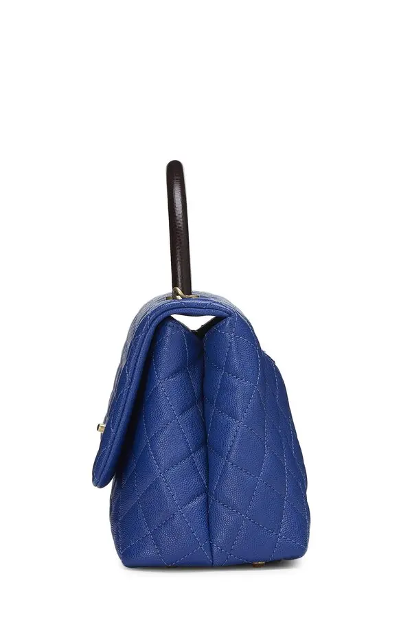Chanel Quilted Caviar Coco Handle Bag - Blue
