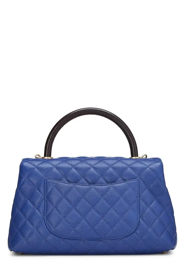 Chanel Quilted Caviar Coco Handle Bag - Blue