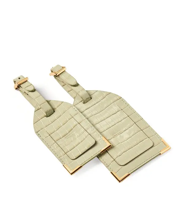 ASPINAL OF LONDON Leather Luggage Tags - Green
