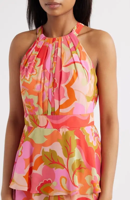 Eliza J Floral Print Tiered Ruffle Maxi Dress