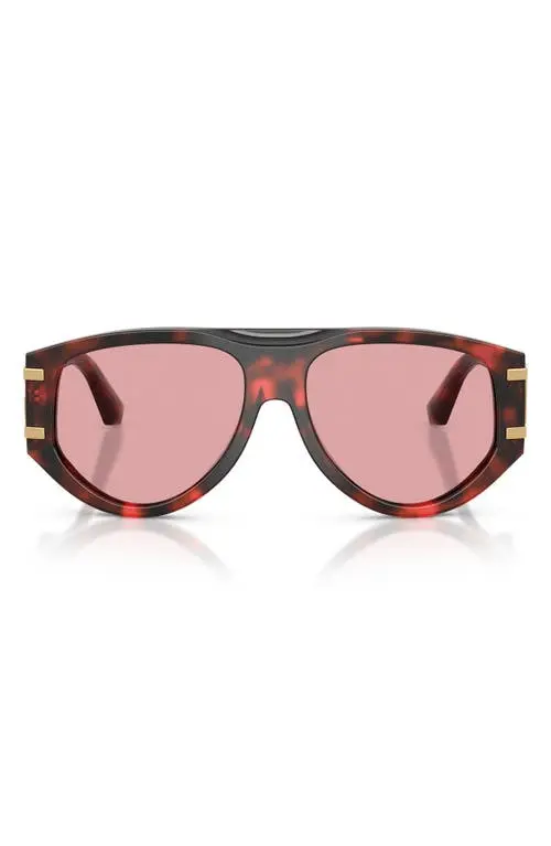 Dolce & Gabbana 57mm Pilot Sunglasses - Red Havana /light Violet