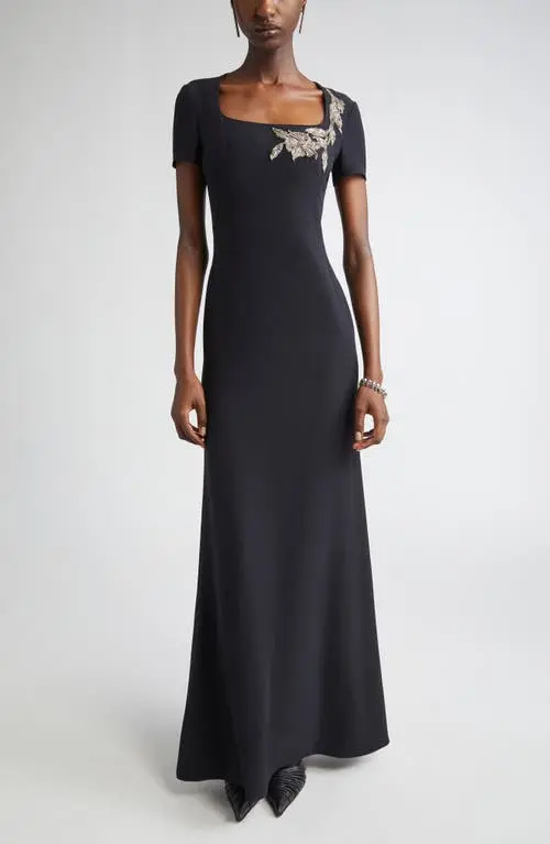 Alexander McQueen Banshee Embroidery Leaf Crepe Gown