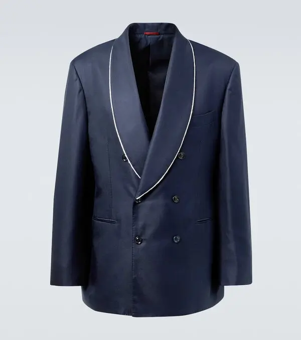 Brunello Cucinelli Silk Tuxedo Jacket - Blue