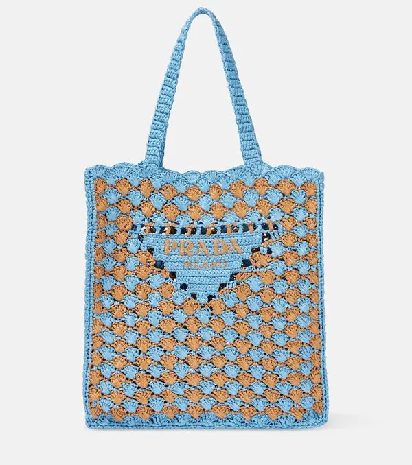 Prada Logo Crochet Shopper