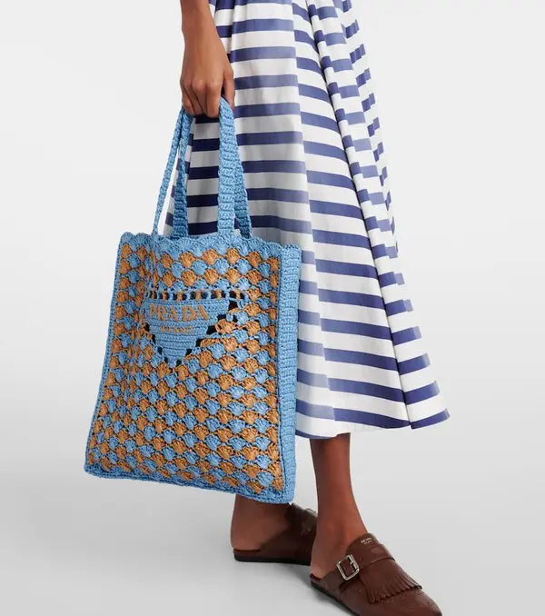 Prada Logo Crochet Shopper