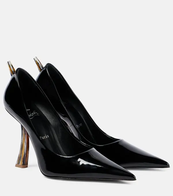 CHRISTIAN LOUBOUTIN Kate Clawmax 100 Patent Leather Pumps - Black