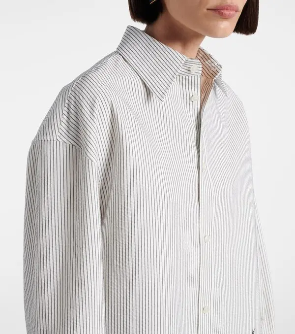 Saint Laurent Cassandre Striped Cotton Shirt - White