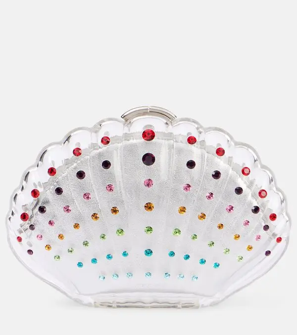 AQUAZZURA Crystal Shell Embellished Clutch - Multicoloured